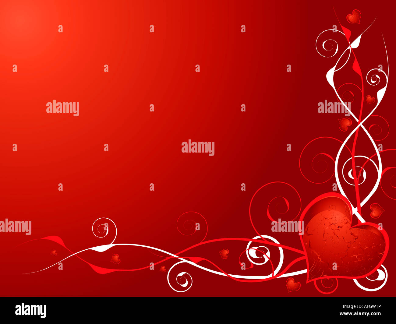 Abstract illustration of a love heart on a red and maroon background ...