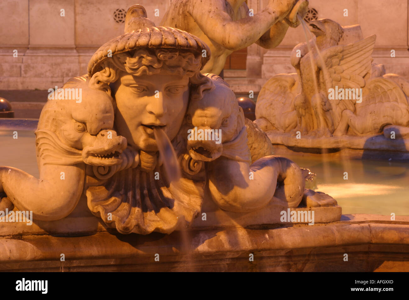 Fontana del Moro the blackamoor fountain at the Piazza Navona square in ...