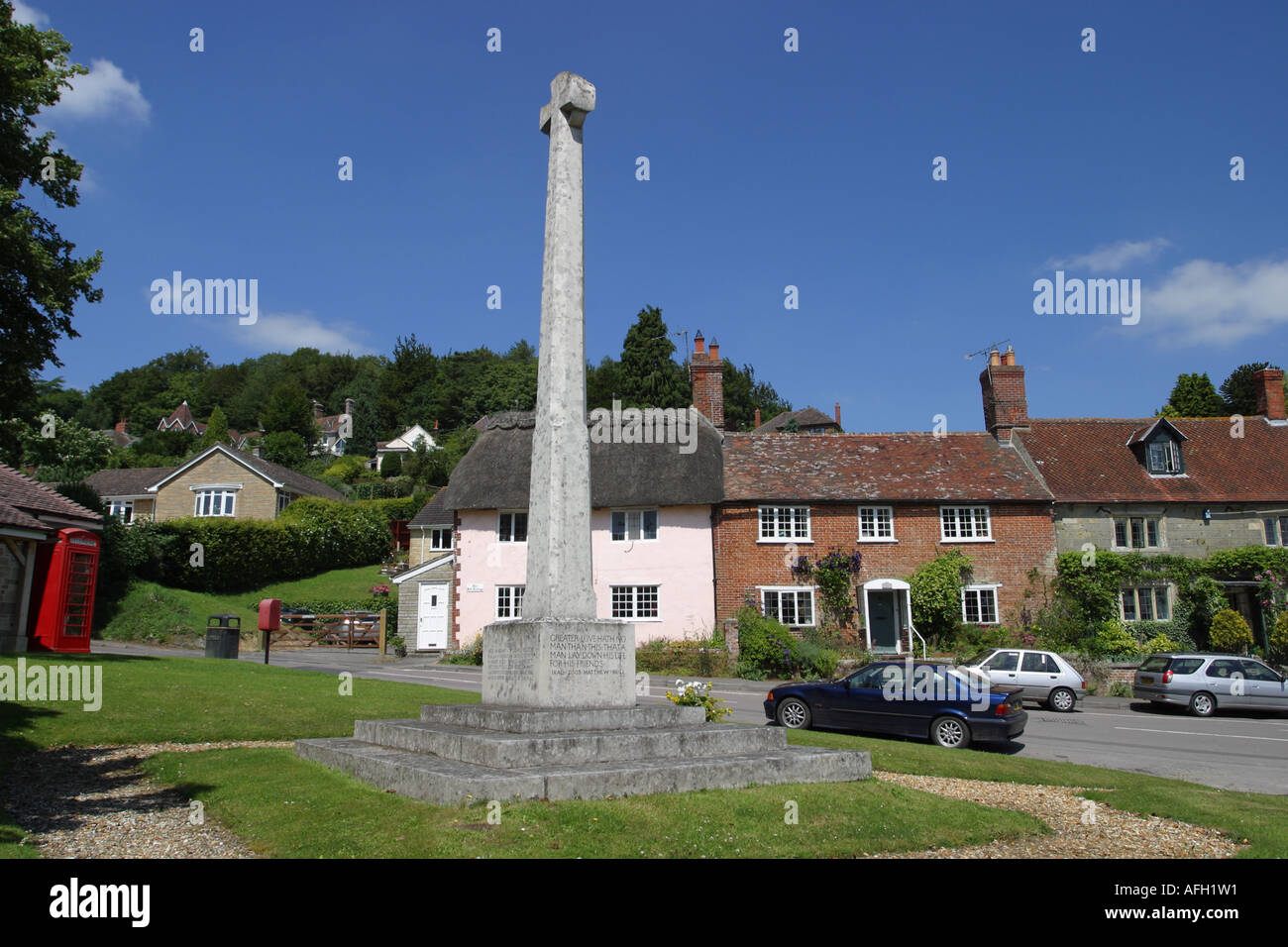 East Knoyle Wiltshire war memorial in the centre of the small rural ...
