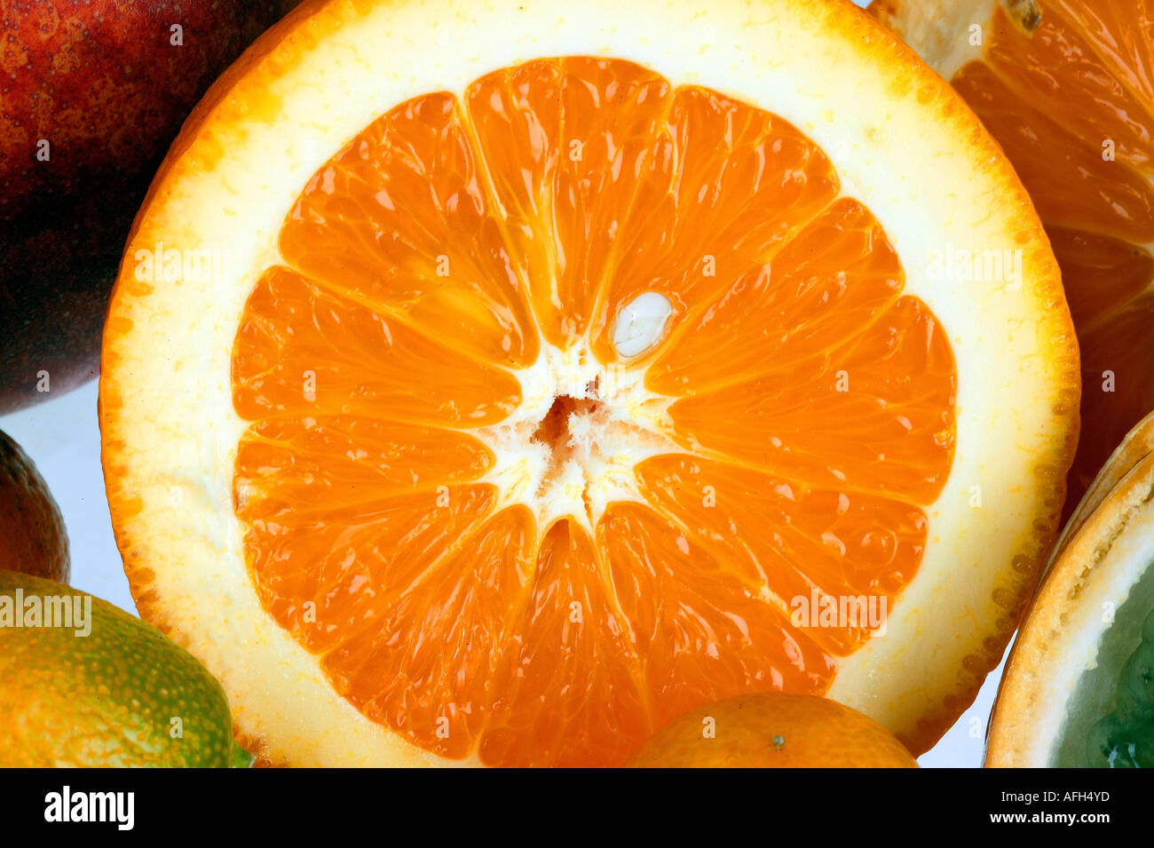 Cut open orange Stock Photo - Alamy