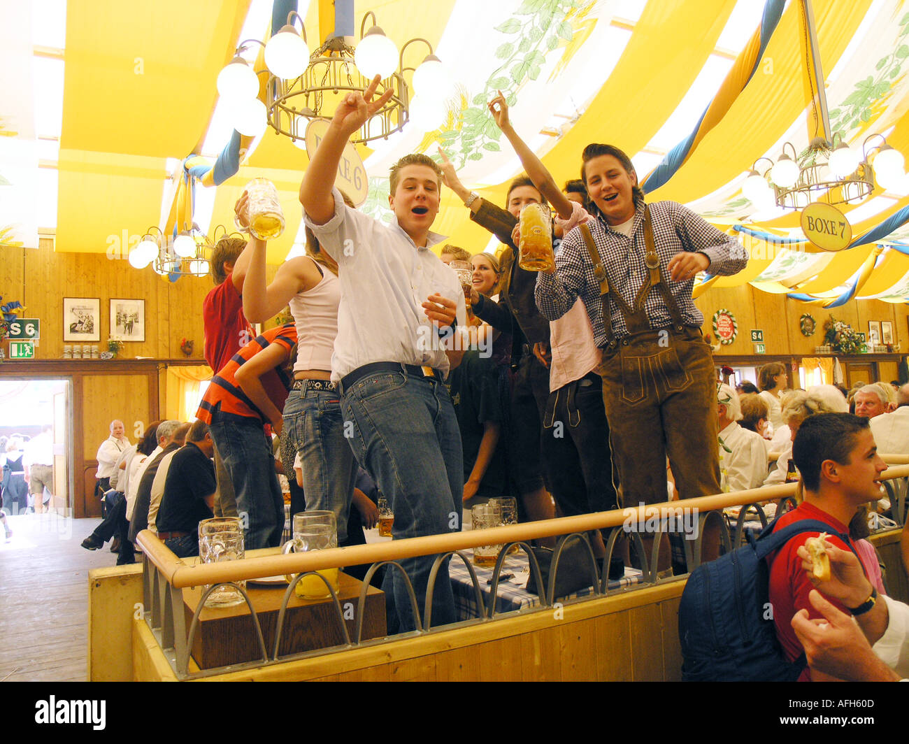 Europe Germany Munich Beer Festival Oktoberfest people dancing and ...