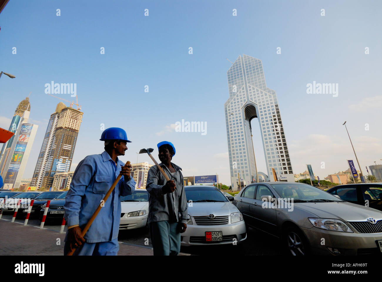 indian construction workers on Sheikh Zayed Road, Dubai City, United ...