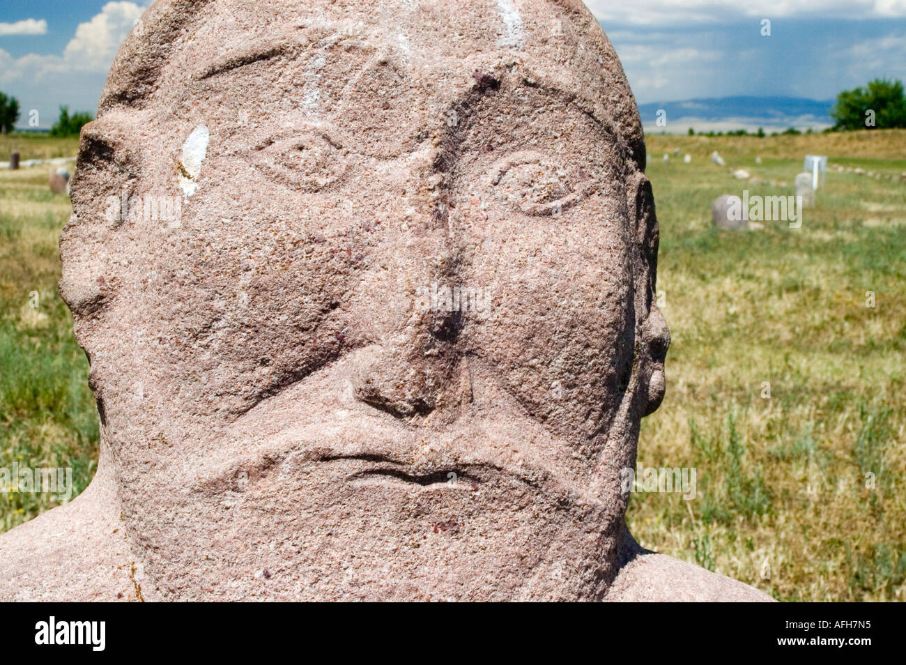 Historic grave stone, balbal, in Balasagun, silk road, Kyrgyzstan Stock ...