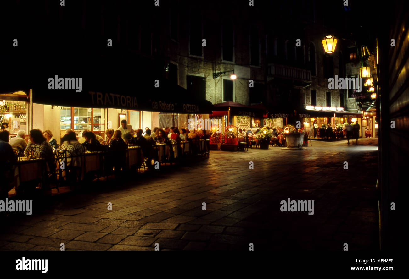 Restaurants at night in Venice Italy Near to Saint Marks Square Stock ...