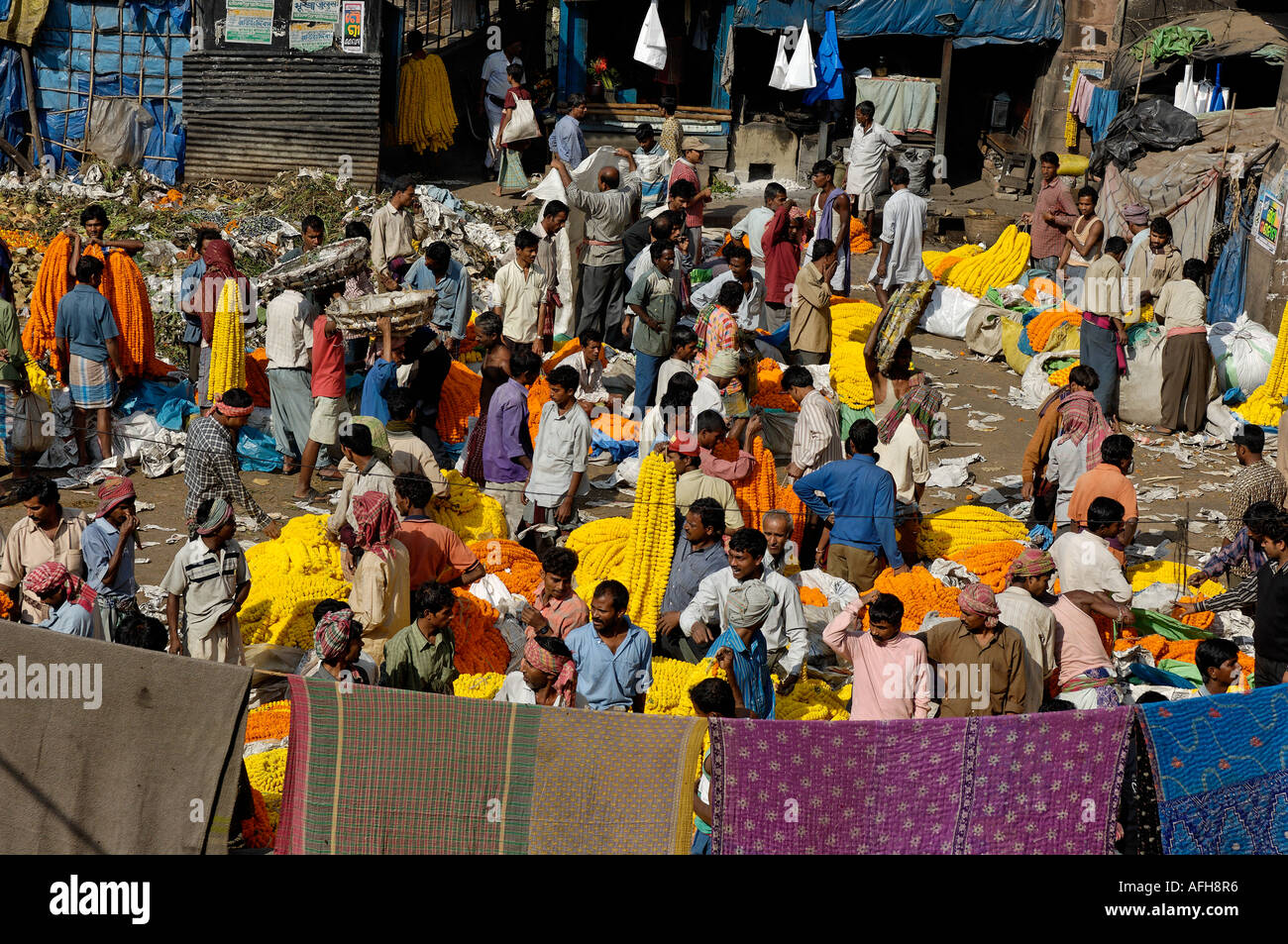 Kolkata flower market displays many bright colours in the shadow of the ...