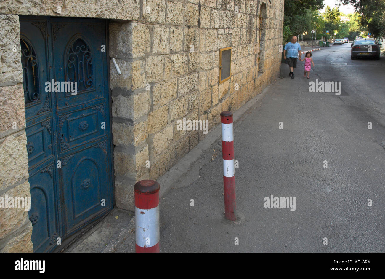 Israel Jerusalem German Colony neighbourhood view of street with ...