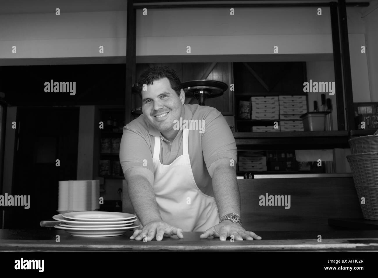Male chef portrait kitchen Black and White Stock Photos & Images - Alamy