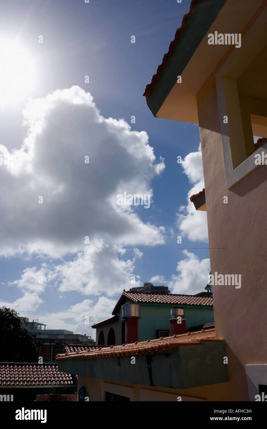 Buildings with Spanish tile roofs, Puerto Rico Stock Photo - Alamy