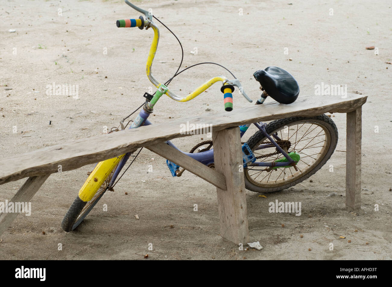 bicycle and bench Stock Photo - Alamy
