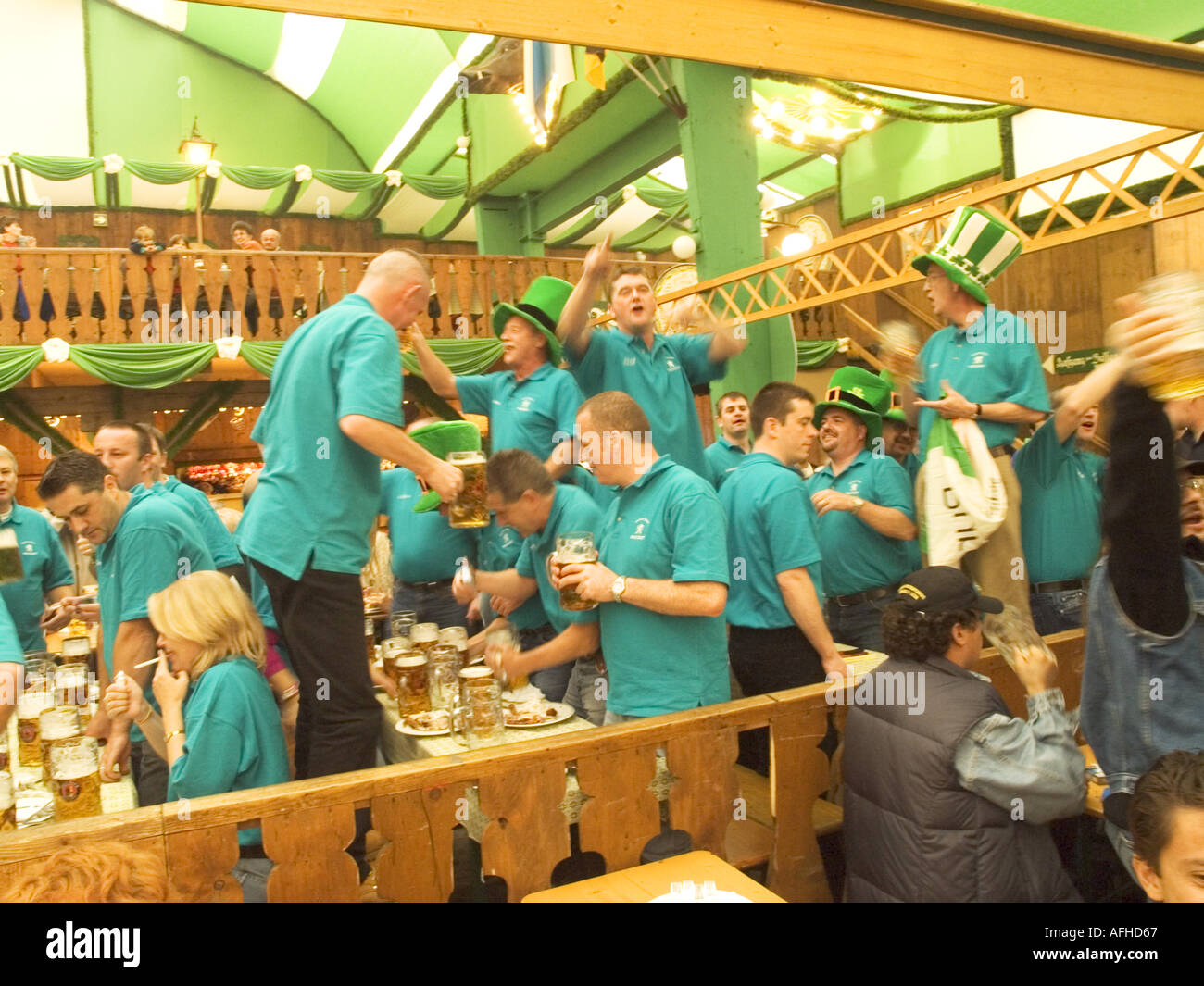 Europe Germany Munich Beer Festival Oktoberfest people dancing and ...