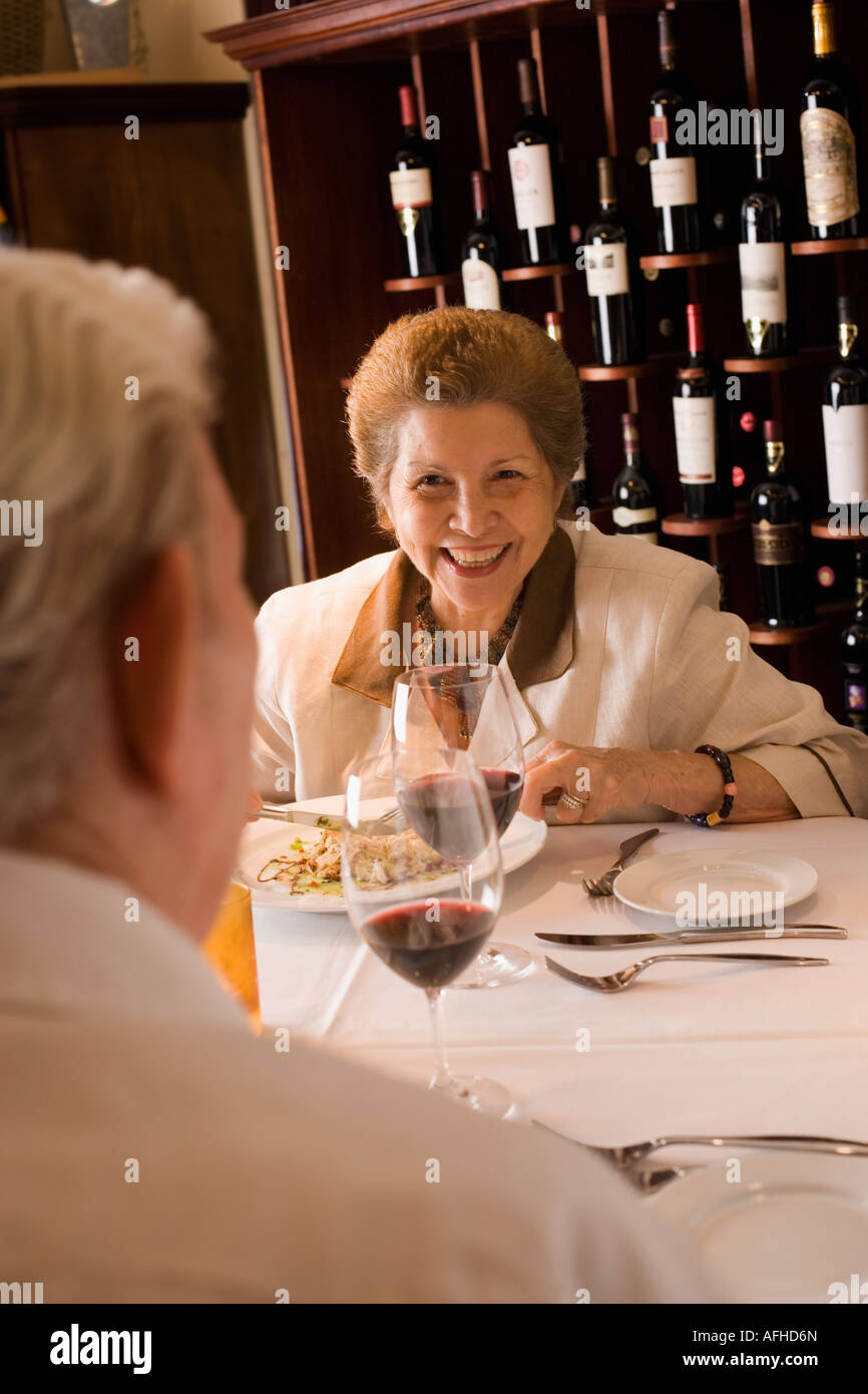 Senior couple dining in restaurant Stock Photo - Alamy