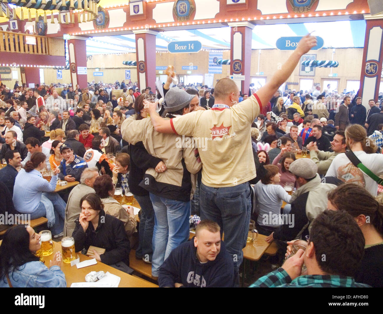 Europe Germany Munich Beer Festival Oktoberfest people dancing and ...