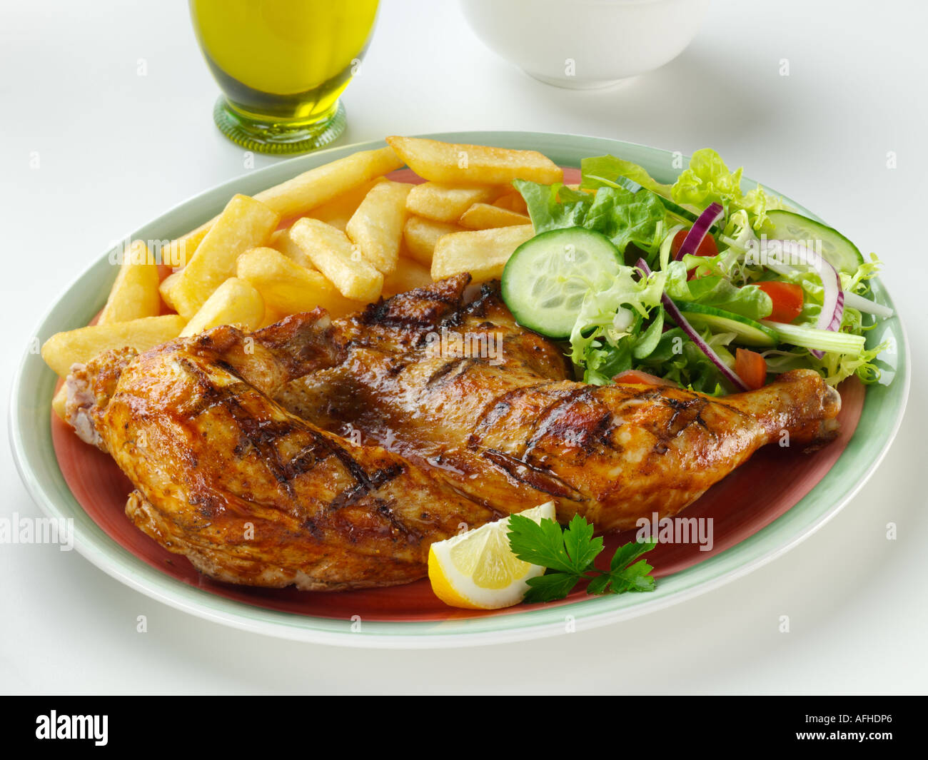 Half chicken french fries chips hi-res stock photography and images - Alamy