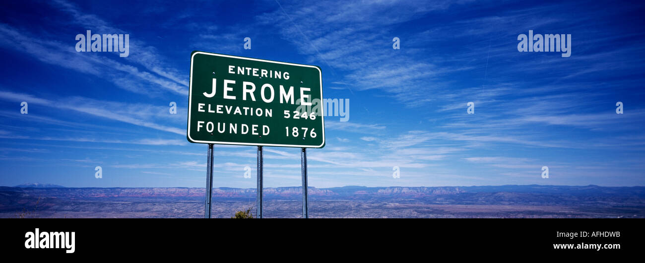 Jerome Arizona Road Sign Post Stock Photo - Alamy
