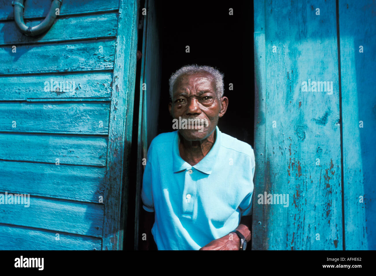 Martinique, Saint Pierre, Old man Stock Photo - Alamy