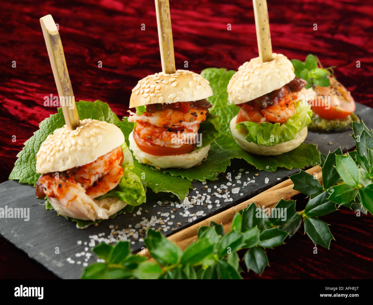 Crayfish burger canapes Stock Photo - Alamy