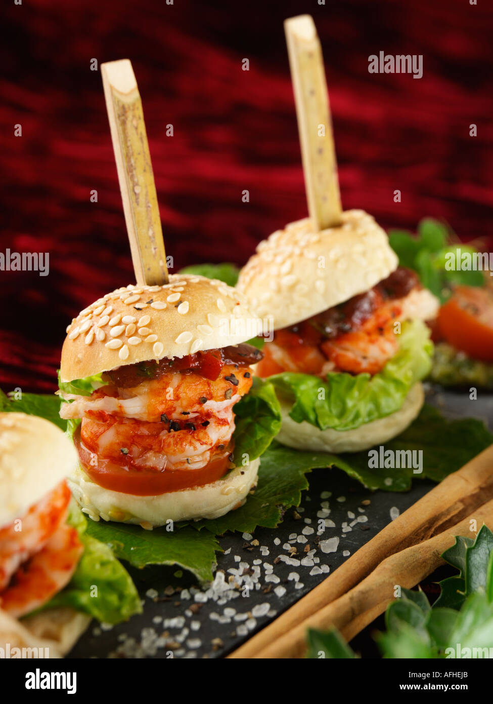 Crayfish burger canapes Stock Photo - Alamy