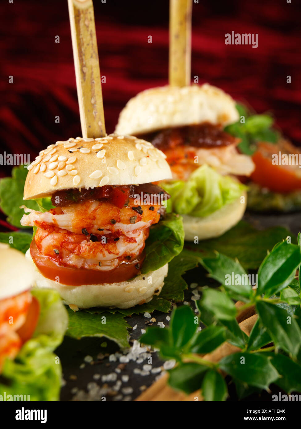Crayfish burger canapes Stock Photo - Alamy