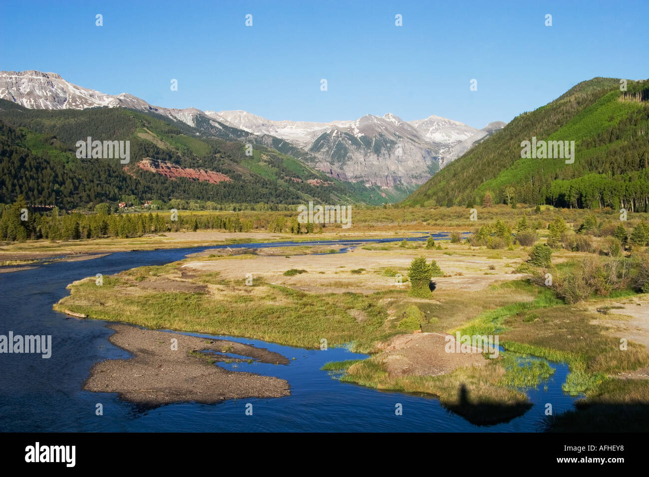 Sunset falls on Telluride, Colorado in spring Stock Photo - Alamy