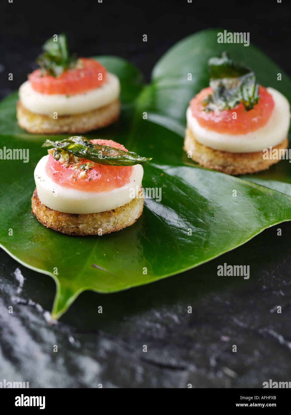 Smoked salmon bagel canapes Stock Photo - Alamy
