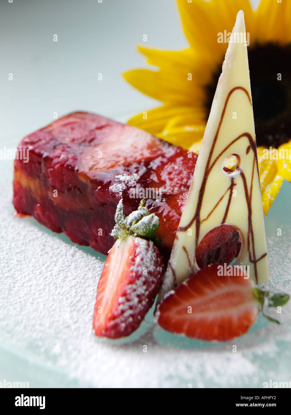 Strawberry mousse and white chocolate canapes Stock Photo - Alamy