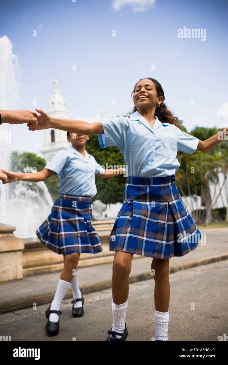 School children dancing salsa in center plaza Stock Photo - Alamy