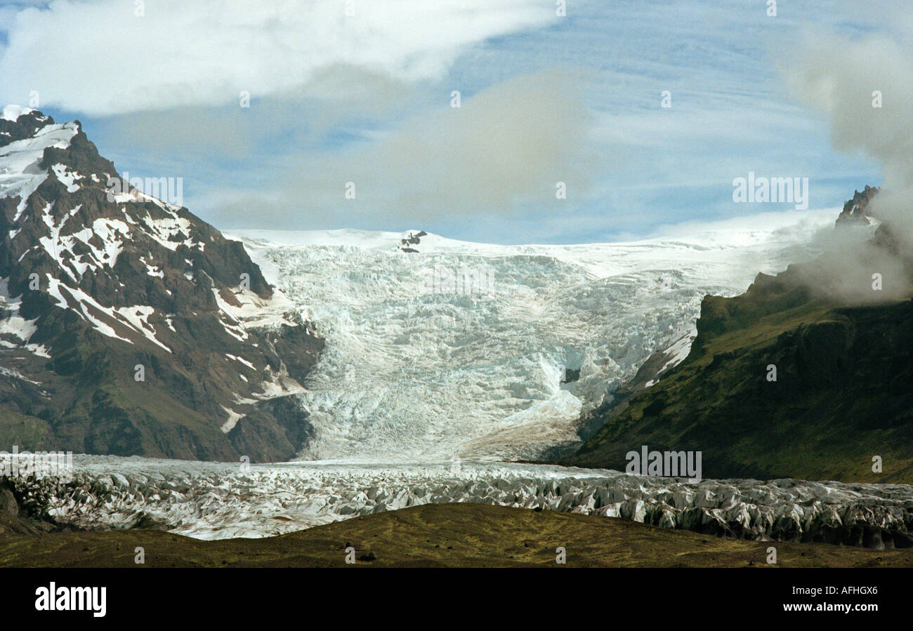 Where Glacier meets Land and Clouds, Alaska Stock Photo - Alamy