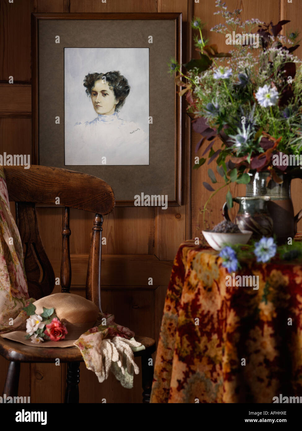 Family portrait in traditional room setting Stock Photo - Alamy