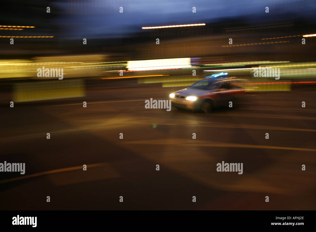 police car driving at night Stock Photo - Alamy