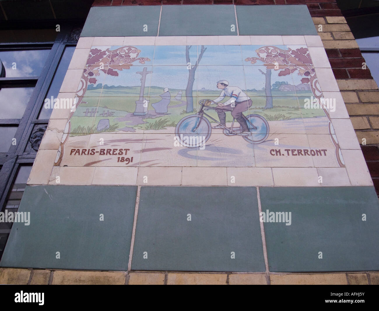 Decorative ceramic tile depicting Michelin's Charles Terront in Paris ...