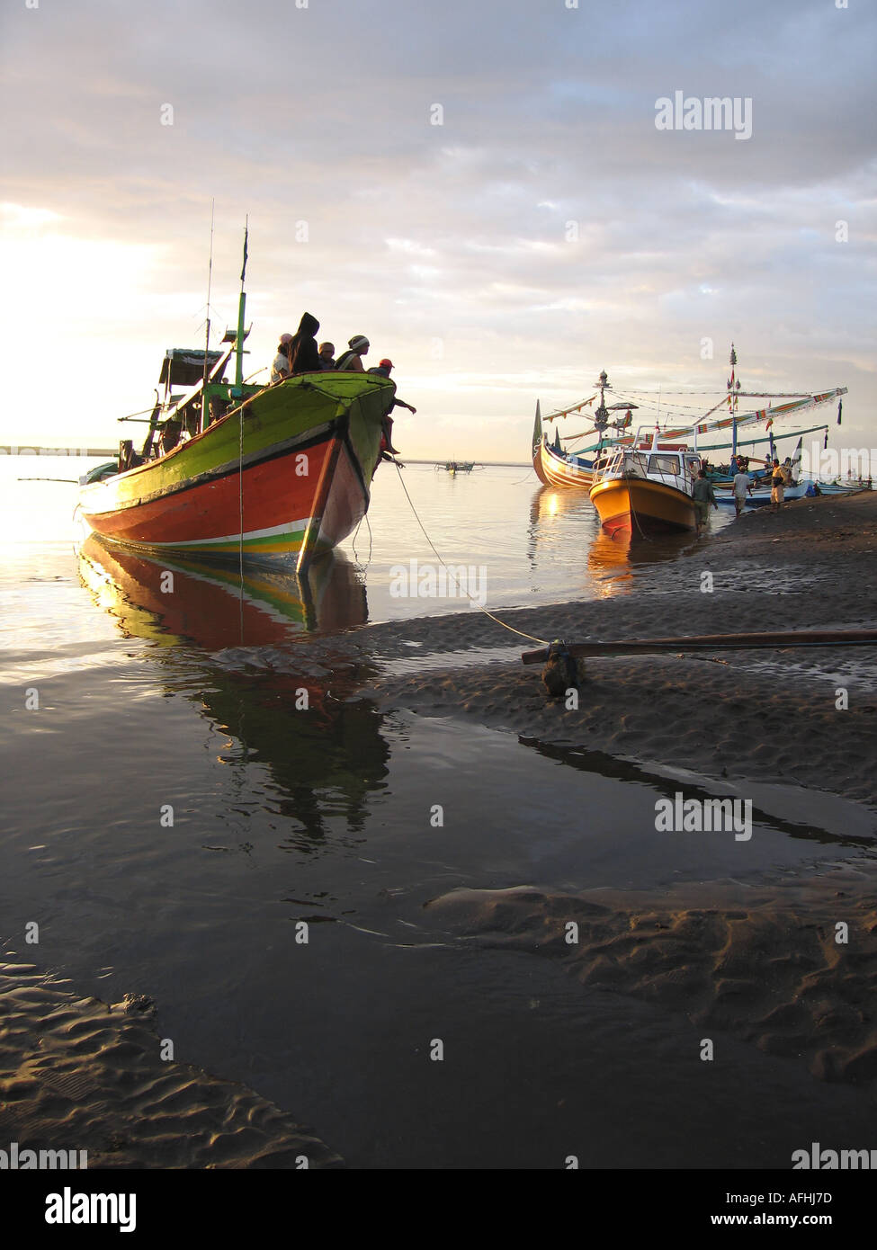 Fishing boats at Grajagan Bay Java Stock Photo - Alamy