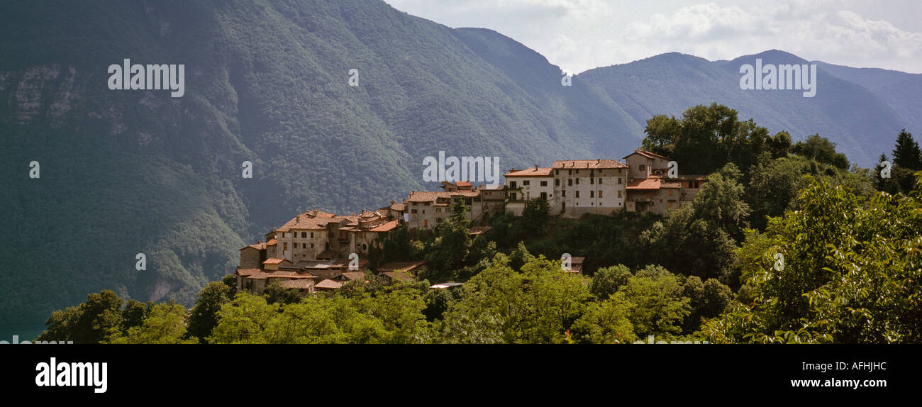 HILLTOP VILLAGE OF CASTELLO IN THE VALSOLDA REGION LAKE LUGANO NORTHERN ...