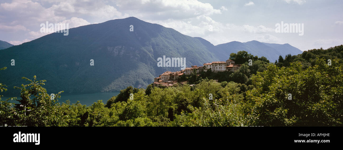HILLTOP VILLAGE OF CASTELLO IN THE VALSOLDA REGION LAKE LUGANO NORTHERN ...