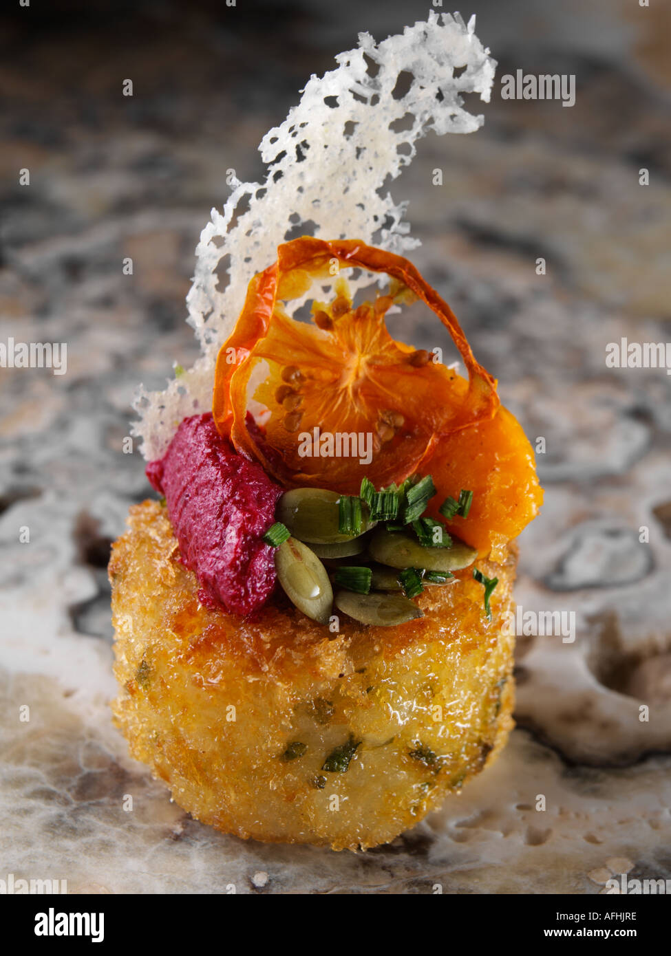 Vegetable risotto cake canape Stock Photo - Alamy