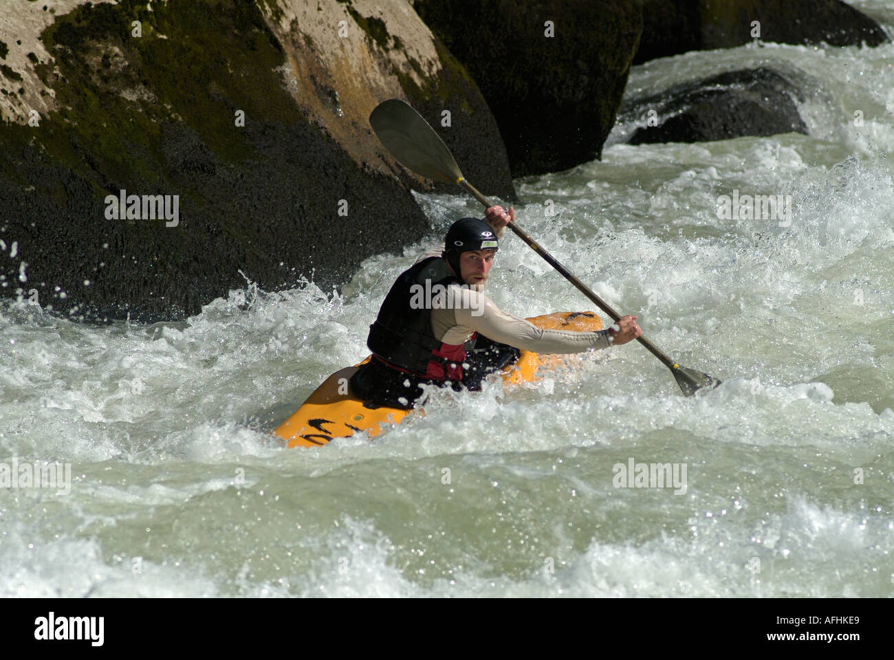Kayaking on Rapids Stock Photo - Alamy