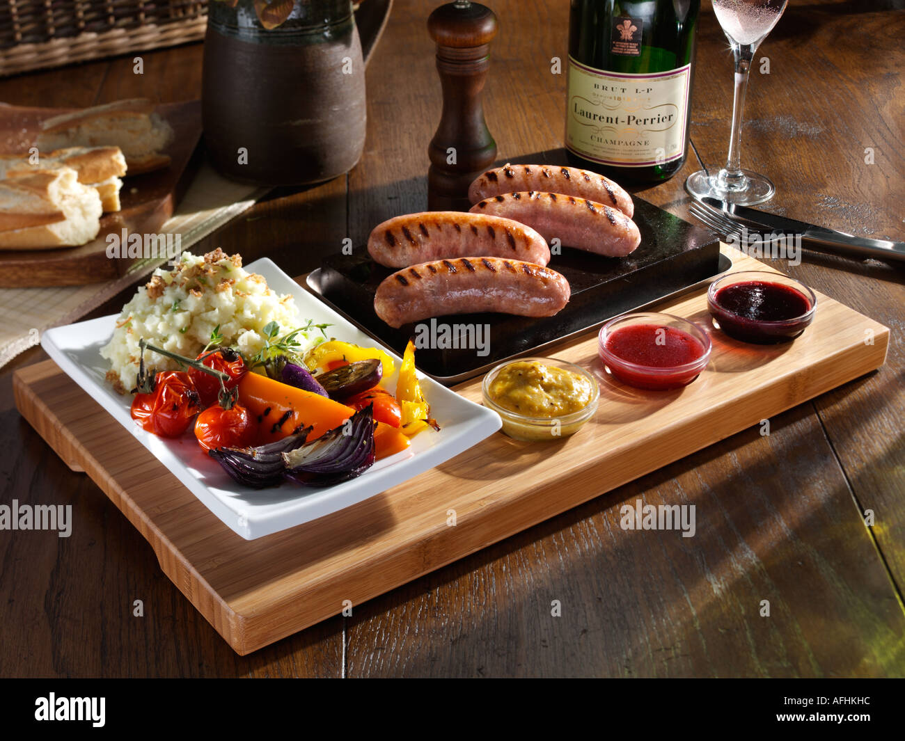 Char grilled sausages Stock Photo - Alamy