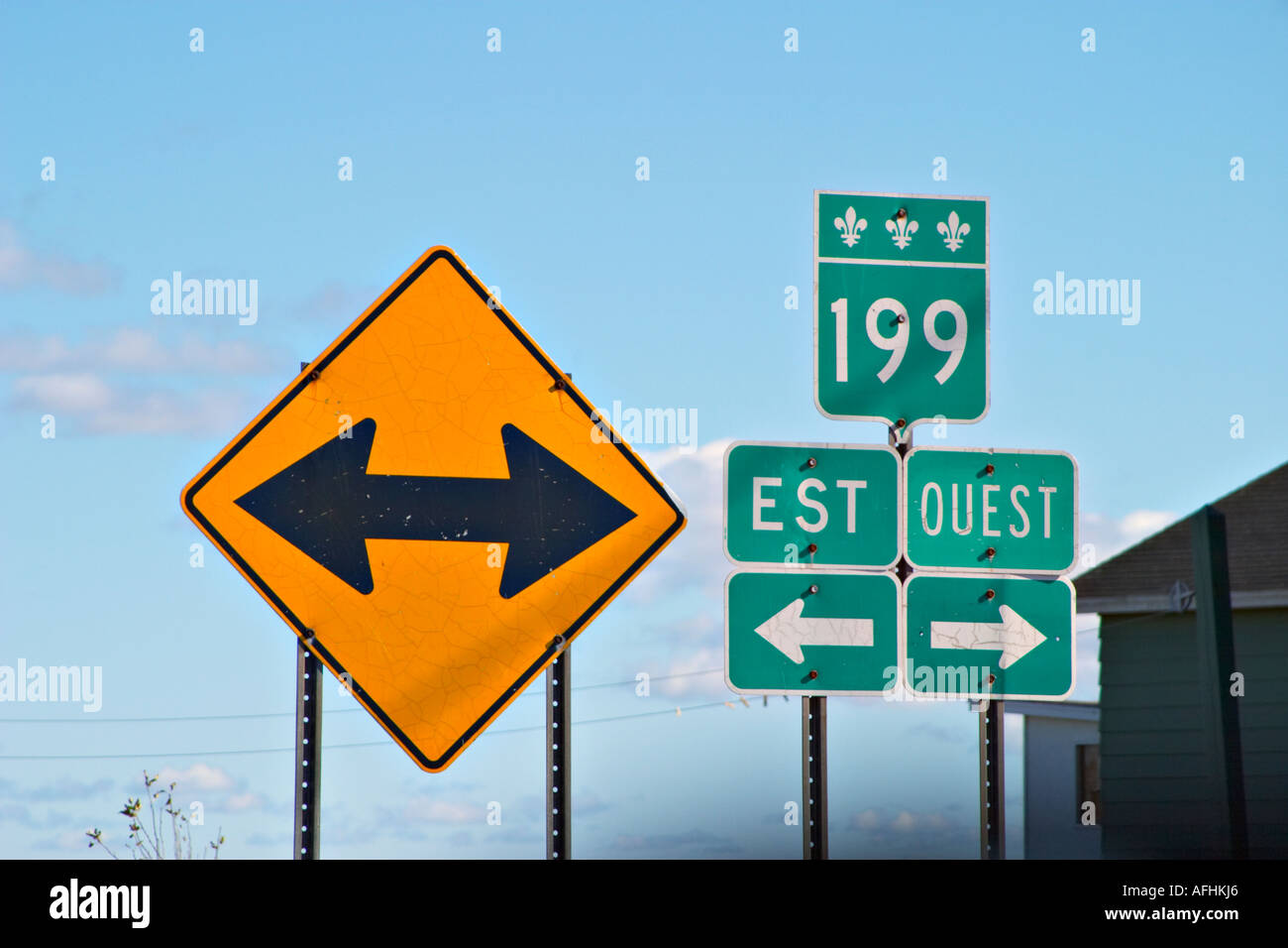 Directional Sign in Canada Stock Photo - Alamy