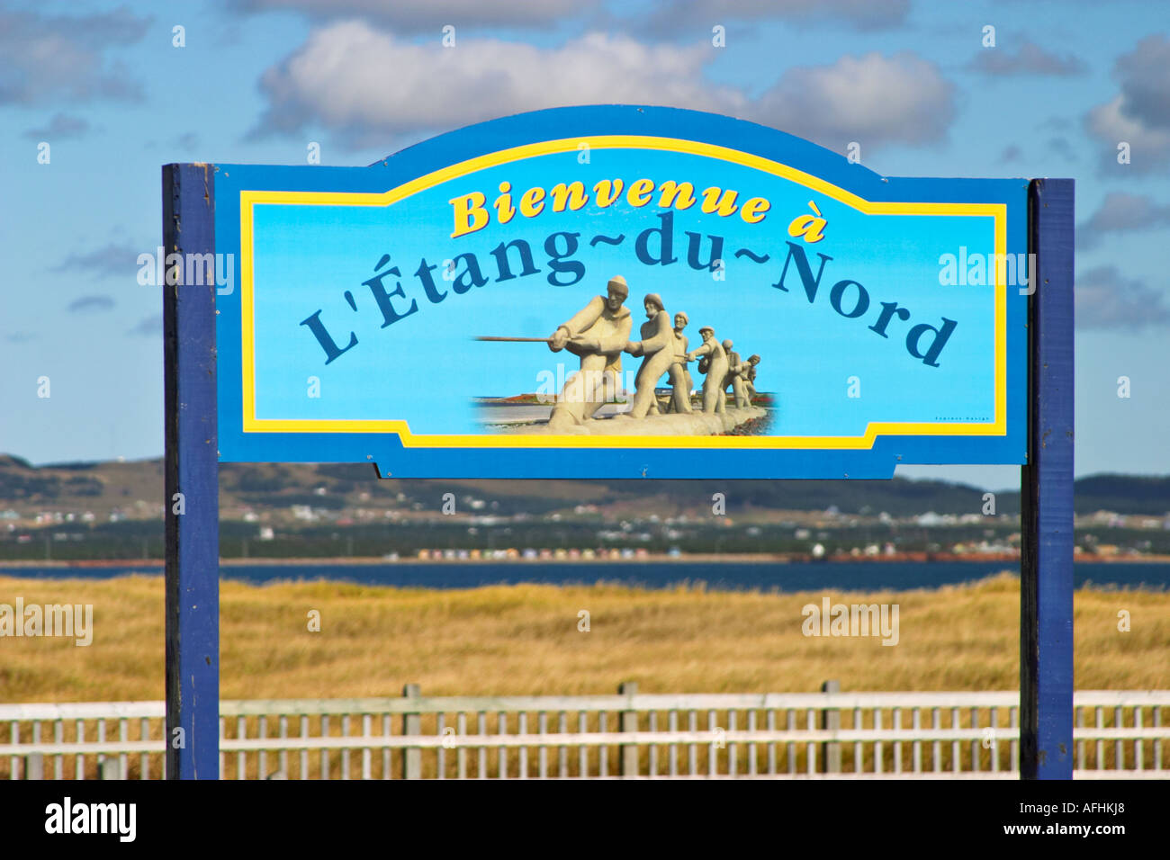 L'Etang-du-Nord Welcome sign on Magdalen Islands, Canada Stock Photo ...