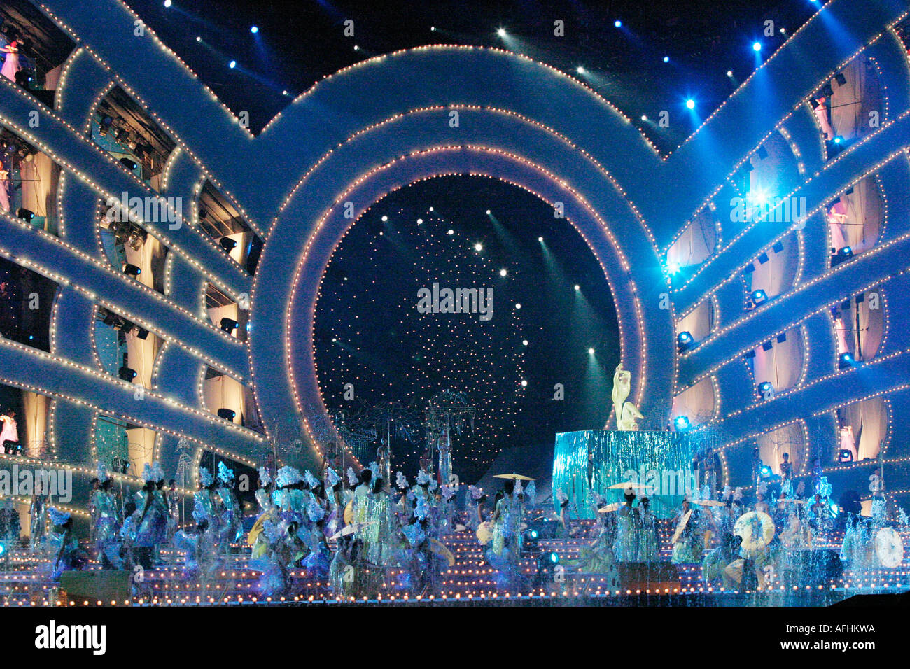 West Lake Expo, Hangzhou, China: Girl students in costumes perform at ...