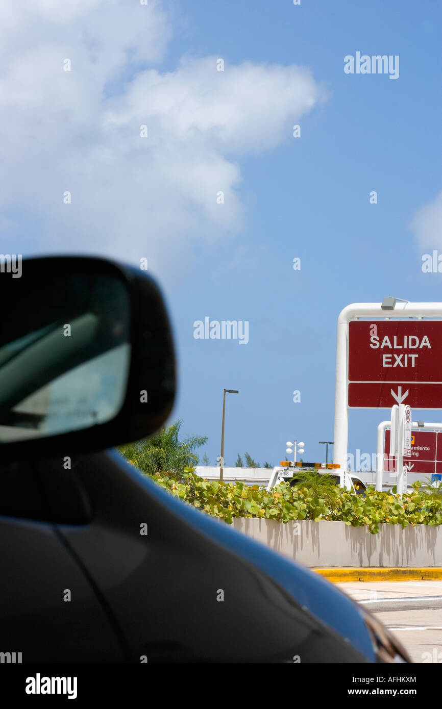 Exit sign near airport Stock Photo - Alamy