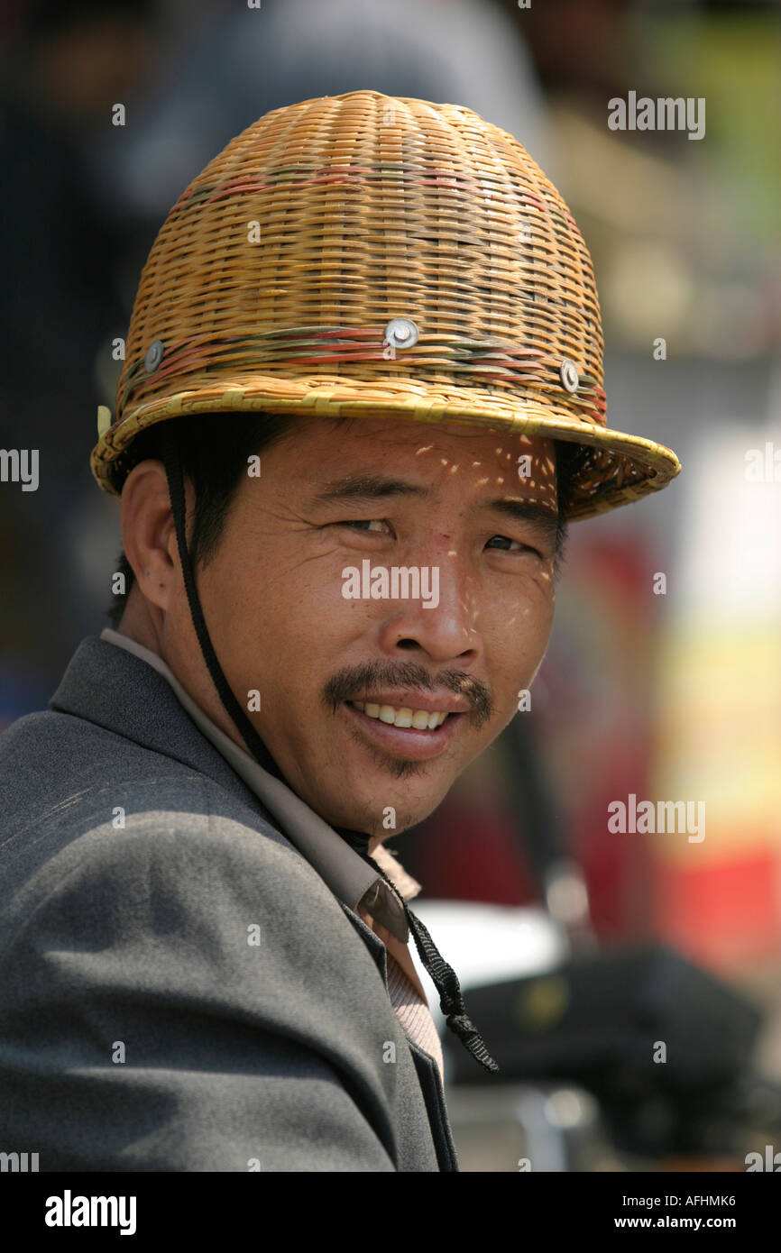 Bamboo crash helmet Stock Photo - Alamy