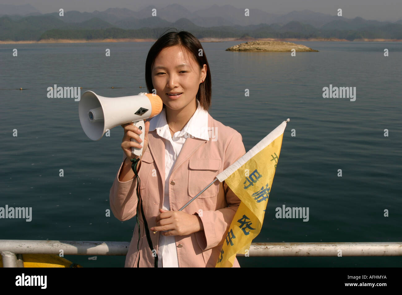 woman tourist guide Stock Photo - Alamy