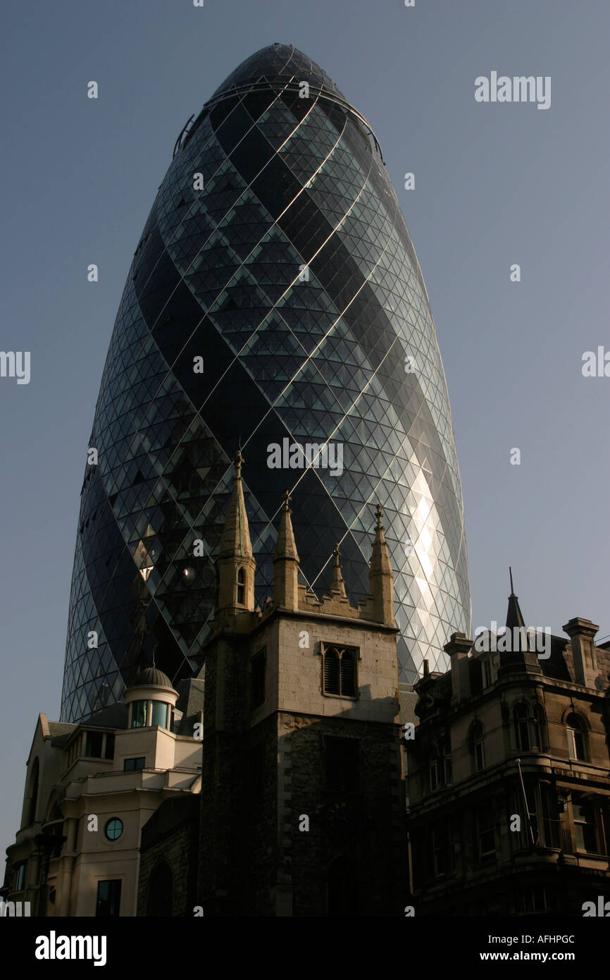 gurkin building over church tower Stock Photo - Alamy