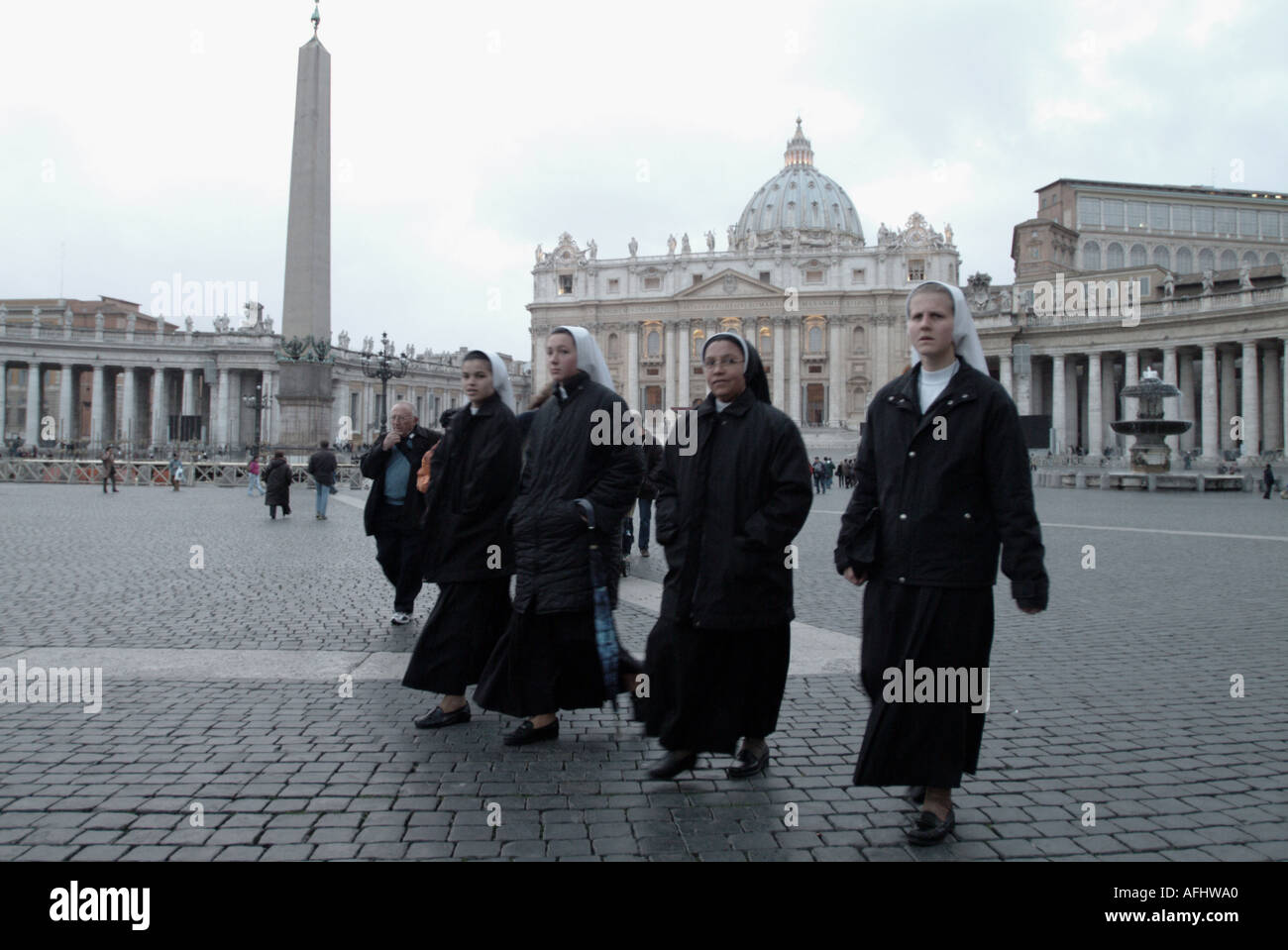Nuns in St Peters Square in front of The Vatican Rome Italy Stock Photo ...