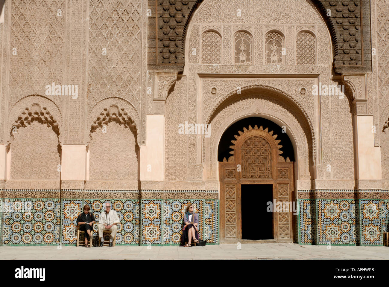 Central courtyard of the medersa Ben Youssef Mosque northern Medina ...