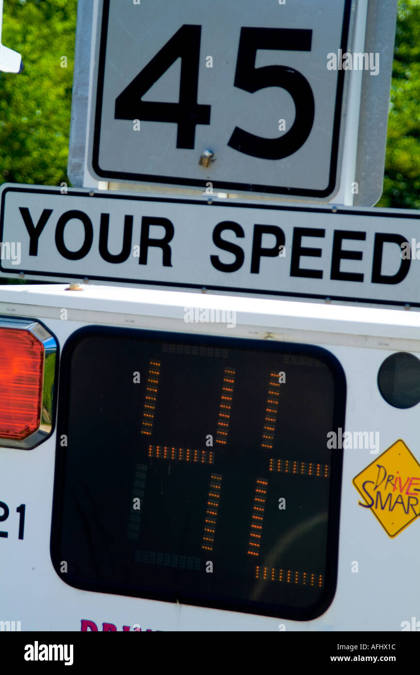 Police radar speed display device on side of roadway to show drivers ...