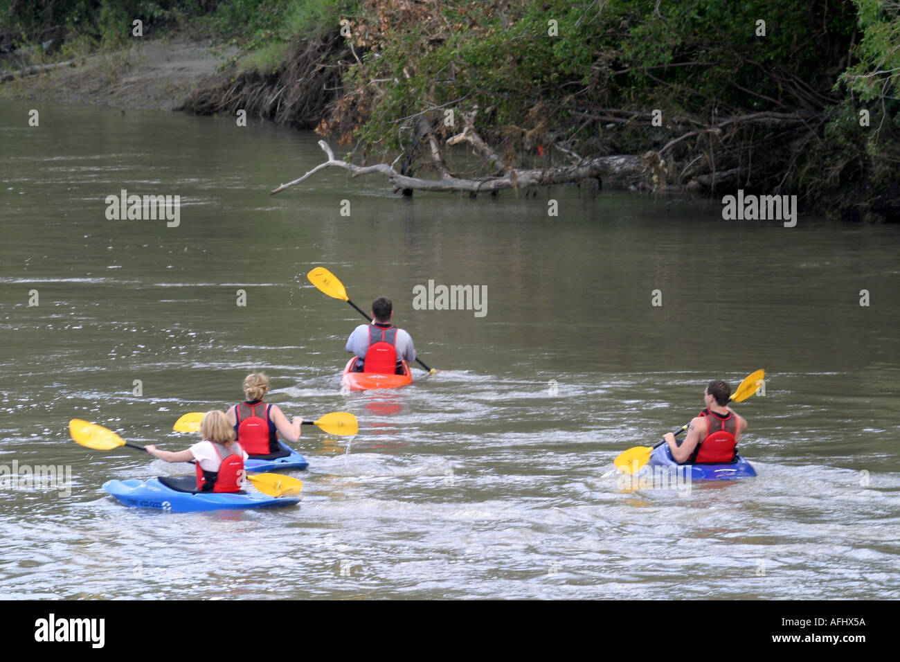 Kayaks on the river Stock Photo - Alamy