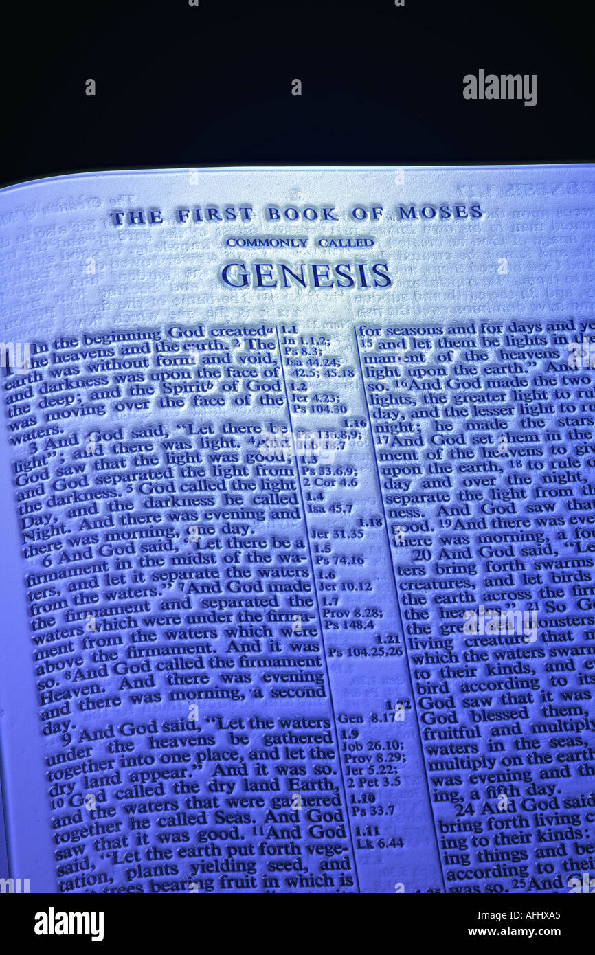 GENESIS chapter of the Holy bible Stock Photo - Alamy