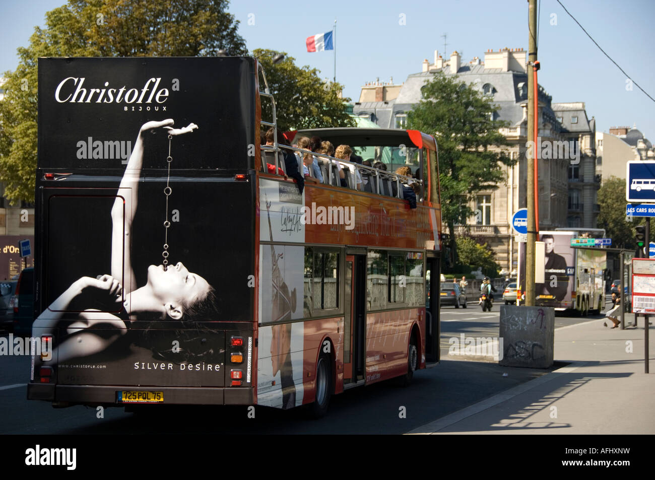 open top tourist bus paris france Stock Photo - Alamy