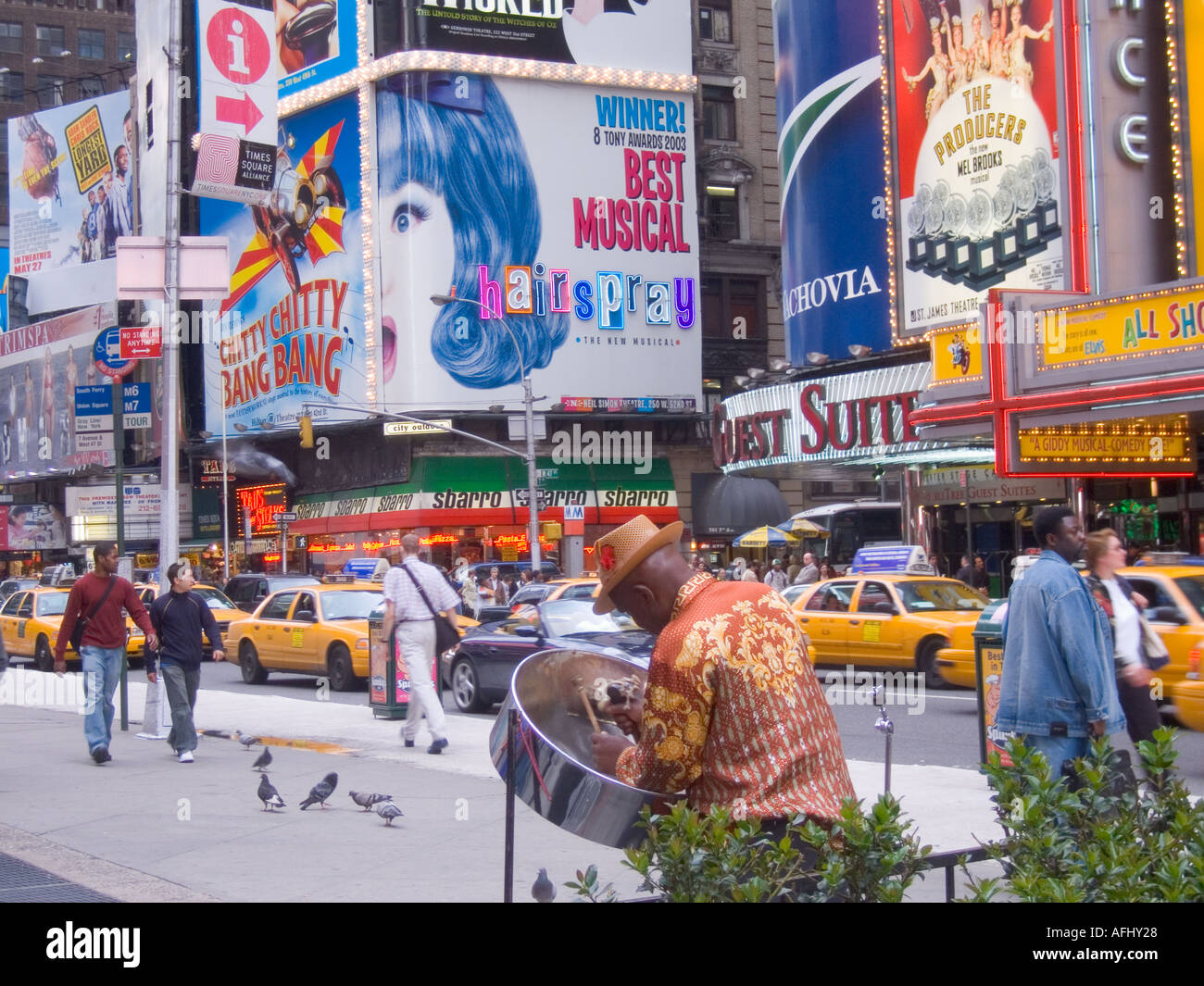 usa new york times square west indian musician playing steel drum Stock ...